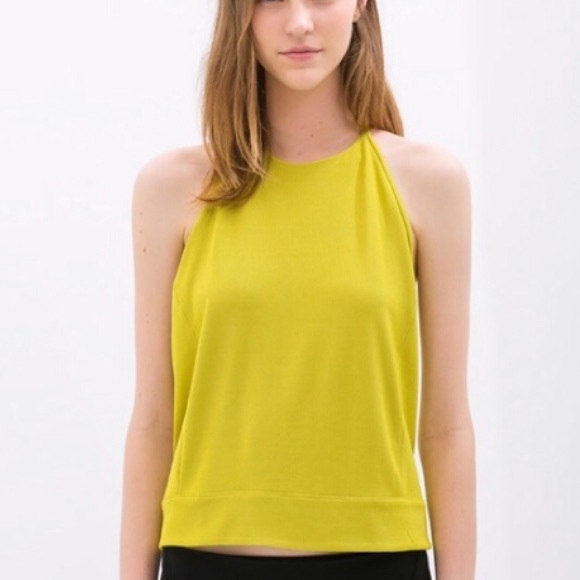 Zara | Tops | Zara Yellow Halter Top With Open Back | Poshmark